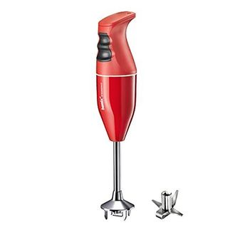 Bamix Mixeur plongeant EO140 Classic avec couteau multifonction en acier inoxydable, 140 W, 2 niveaux, fabriqué en Suisse, rouge/blanc