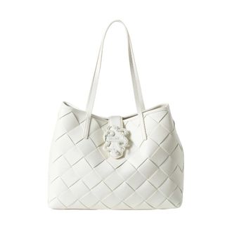 Just Cavalli Femme, Sacs, Blanc, Taille: ONE Size Shopping bag intrecciata logo