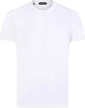 Tom Ford Homme, Tops, Blanc, Taille: M T-shirt ras du cou en coton et lyocell