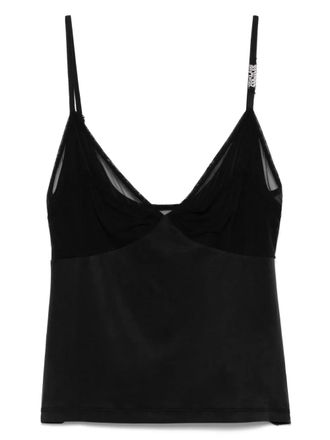 Versace Jeans Couture haut à empiècements en résille - Noir