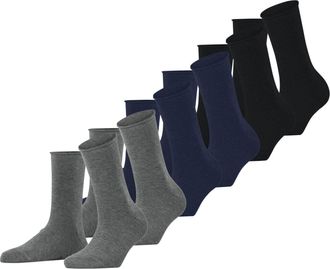 Falke Damen Socken Happy Multipack W So Baumwolle einfarbig 6 Paar, Mehrfarbig Blue Grey Mix 0010, 35-38