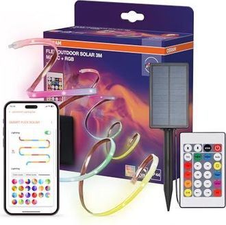 Osram FLEX OUTDOOR SOLAR flexibler LED-Lichtstreifen, 3M, 1.2W, mit Magic RGB-Farbsteuerung, solarbetrieben, IP44 f&uuml;r Au&szlig;enbereich, mit Fernbedienung, LED n