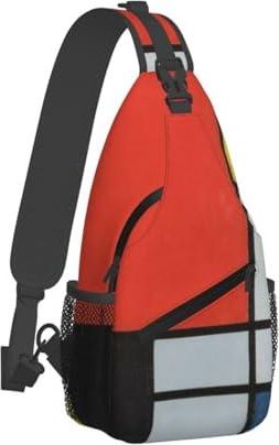 Generic Sacoche Tactique Composition en rouge, jaune, bleu et noir Casual Sac &agrave; Bandouli&egrave;re R&eacute;glable Sac &agrave; Dos Militaire pour Homme Femme Randonn&eacute;e