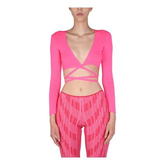 Msgm Scaldacuore Incrociato Manica Lunga - - Tops - Damen - Rosa - XS