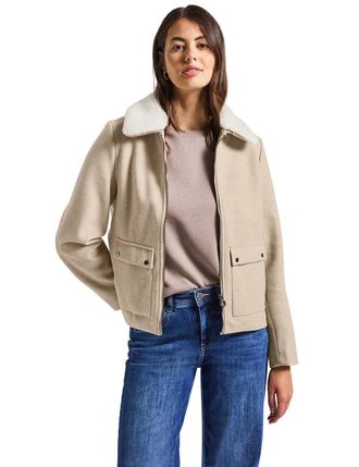 Street One Damen 2115350 Jacke Mit Abnehmbarem Kragen, Soft Sand Mel., 36 EU