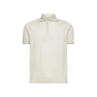 Brunello Cucinelli Homme, Tops, Blanc, Taille: 4XL Polo en maille l&eacute;g&egrave;re