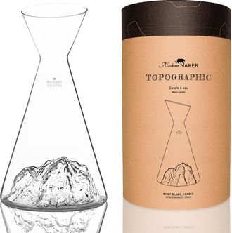 Alaskan Maker Wasserkrug 1 L | Borosilikatglas von h&ouml;chster Qualit&auml;t mundgeblasen mit erhabenen Bergmotiven | TOPOGRAPHIC (Mont Blanc)