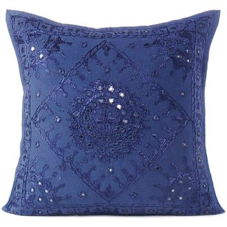 Generic MAM Treasures Bestickter dekorativer Boho-Kissenbezug mit Spiegeln, handgefertigt, Bohemian-Akzent-Kissenbezug f&uuml;r Sofa, Couch, Schlafzimmer, Wohnzimm