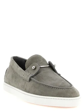Christian Louboutin Mens Gray Calfskin Slip-On Loafers