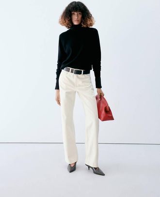 Mango Jean droit taille normale blanc - Femme - 32 - MANGO