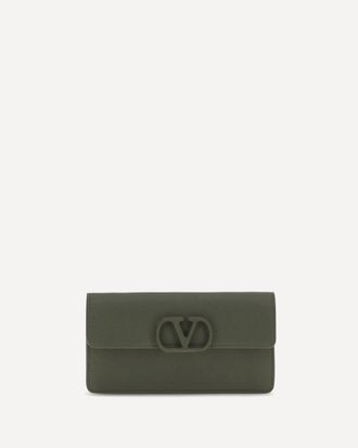 Valentino Garavani VLogo signature grainy calfskin chain Wallet Female UNI