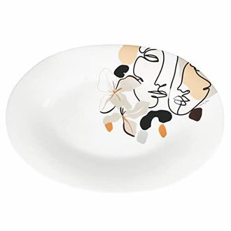 Villa D'Este Home Tivoli Servierplatte oval aus Keramik 55 x 27 cm, Face to Grey