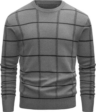 Magcomsen Pullover Herren Rundhalsausschnitt Winterpullover Business Strickpullover Bequem Männer Sweatshirt Dunkelgrau, 2XL