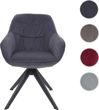 Mendler Mendler - Chaise de salle &agrave; manger HWC-K28 - avec accoudoirs - pivotante - m&eacute;tal - tissu/textile gris
