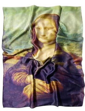 GFM &Eacute;charpe d&eacute;t&eacute; en soie m&eacute;lang&eacute;e pour femme ou peinture (VSLK), Mona Lisa-Da Vinci, L