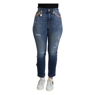 Dolce & Gabbana Blaue Verzierte Skinny Hose - - Jeans - Damen - Blau - 2XS