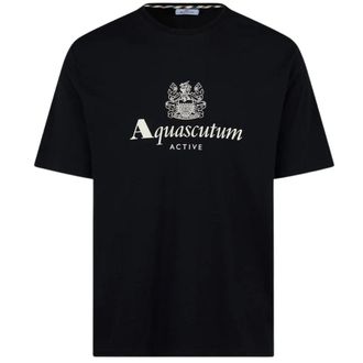Aquascutum Active T-shirt Mit Gro&szlig;em Logo, Schwarz