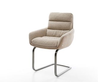 DELIFE Freischwinger Abelia-Flex mit Armlehnen Materialmix Schlamm Freischwinger flach Graphit, Esszimmerst&uuml;hle