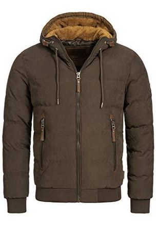 Indicode Hommes Adeline Winter Jacket | Veste dhiver avec capuche doublée Demitasse mix S