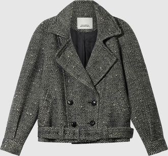Isabel Marant Manteau Elvane Ecru Black, D&eacute;fil&eacute;