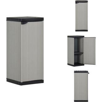 vidaXL Garten-Lagerschrank mit 1 Boden Grau und Schwarz 35x40x85 cm - Gartenschrank - Lagerschrank - Au&szlig;enm&ouml;bel - Aufbewahrungsbox - Werkzeugschrank