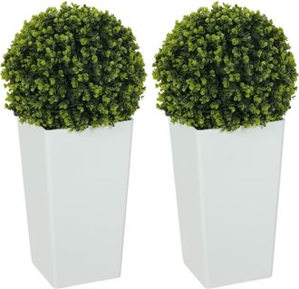 HOMCOM 2er-Set K&uuml;nstlicher Eukalyptuskugeln 65 cm Kunstpflanze mit 330 Bl&auml;ttern im Topf, k&uuml;nstliche Pflanzen Plastik wie echt Deko mit UV-Schutz f&uuml;r Wohnzimm