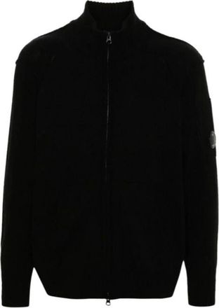 C.P. Company C.p. Company, Homme, Pulls, Noir, Taille: XL Pull en laine noire avec poche lat&eacute;rale &agrave; zip