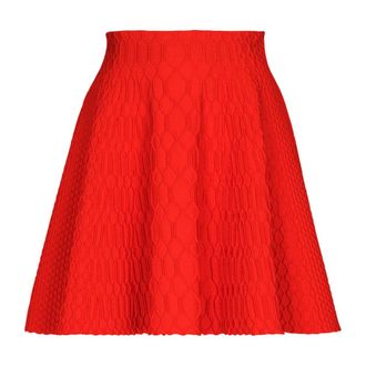 Balmain Ausgestellter Rock in Krokodil-Strick - - Skirts - Damen - Rot - XS