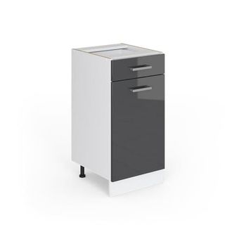Vicco Meuble Bas Universel R-Line, Anthracite Haute Brillance/Blanc, 40 cm avec tiroir, sans Plan de Travail