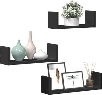 Generic 3X Wandregal U-f&ouml;rmig, H&auml;ngeregal, Lounge B&uuml;cherregal, Wandboard Dekoregal, Schweberegal, CD/DVD Regal, Wand Deko, Holzwerkstoff(Sonoma-Eiche 60x15x10