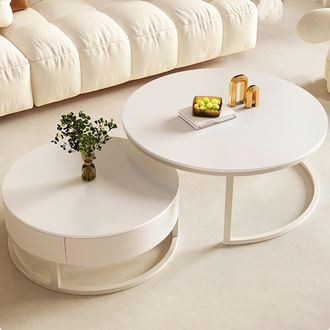 Generic Couchtisch aus Holz f&uuml;r das Wohnzimmer mit Stauraum, rund, Naturholz, einfache Montage - perfekt f&uuml;r das Home-Office