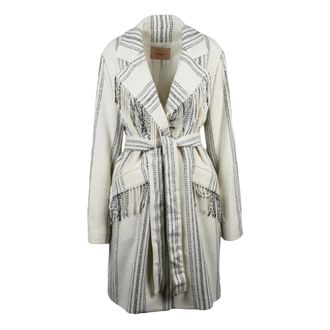Twinset Manteau &agrave; franges - Femme - Manteaux - Blanc - Taille: 42 FR