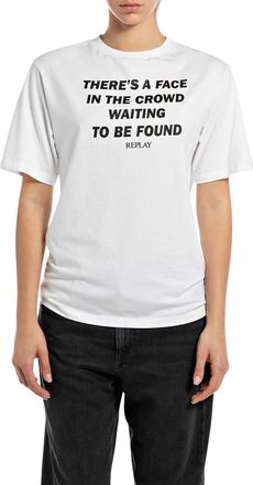 Replay Damen T-Shirt Kurzarm mit Rundhalsausschnitt, Weiß (White 001), XS