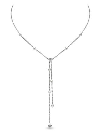 Yoko London collier Trend en or blanc 18ct serti de diamants et perles - Argent