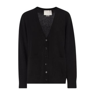 VANIS&Eacute; Strickjacke mit V-Ausschnitt und Knopfleiste - - Knitwear - Damen - Schwarzk - L