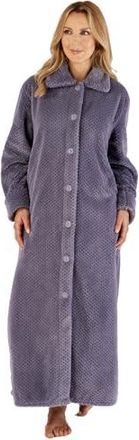 Slenderella Peignoir en polaire gaufr&eacute; pour femme 3 couleurs - Gris - M