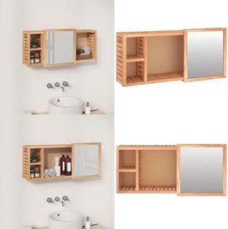 vidaXL Vidaxl - Armoire &agrave; miroir 80x17x34 cm Bois massif de noyer - Meuble De Salle De Bain - Armoire De Salle De Bain - Miroir Coulissante - Rangement
