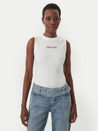 Tommy Jeans Top DW0DW22577 Wei&szlig; Slim Fit