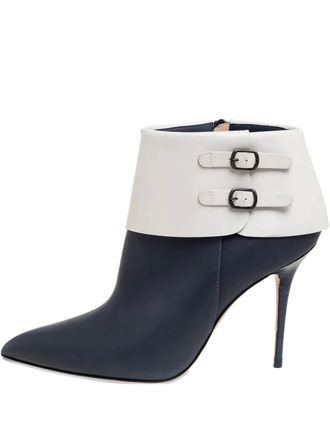 Manolo Blahnik bottes en cuir &agrave; d&eacute;tail de boucle 100 mm - Bleu