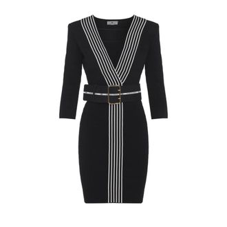 Elisabetta Franchi Strickkleid mit G&uuml;rtel - - Dresses - Damen - Schwarzk - S