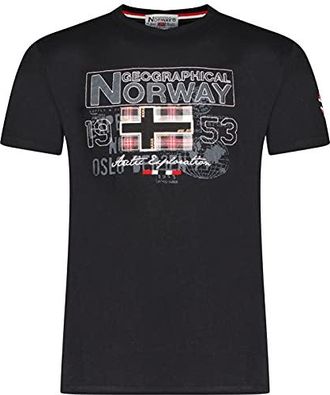 Geographical Norway JOLYMPIA Men - Tee Shirt Coton Homme - T Shirts Classique Logo - V&ecirc;tement Corps Manches Courtes - Col Rond Coupe R&eacute;guli&egrave;re D&eacute;contract&eacute; Noir M
