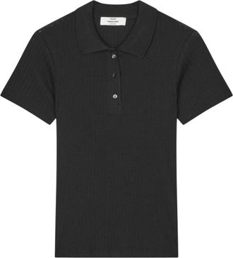 Mads Norgaard Femme, Tops, Noir, Taille: 38 FR Layla Polo Tee Pointella