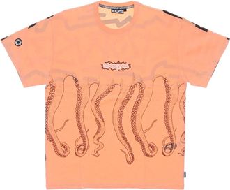 Octopus Tentakel Logo Tee Kurzarm Baumwolle - - Tops - Herren - Orange - L