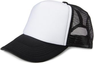 styleBREAKER Unisex 5-Panel Trucker Cap mit Mesh-Einsatz | verstellbares Basecap mit Click Snap Verschluss | luftiges Netz Cap für Damen und Herren, Farbe:Weiß-Sch