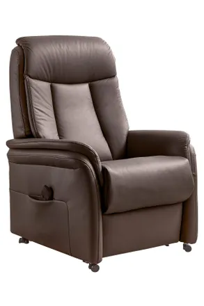 Valdera Fernsehsessel, Dunkelbraun, Leder, Echtleder, Rindleder, 74x107x84 cm, Goldenes M, Lederauswahl, Stoffauswahl, Relaxfunktion, Aufstehhilfe, Wohnzimmer