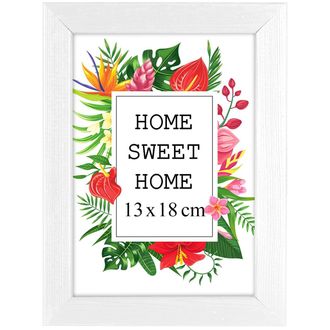 MG Design Weiß Bilderrahmen 13 x 18 cm - Aus echtem Holz mit Acrylglas, zum Aufhängen & Aufstellen, für Fotos, Poster & Puzzle