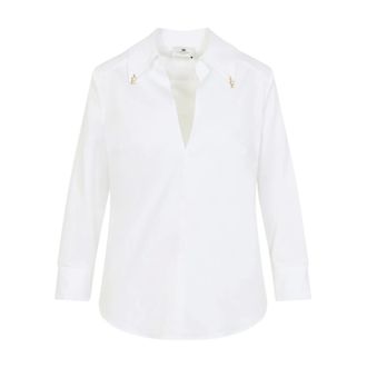 Elisabetta Franchi Femme, Blouses et Chemises, Blanc, Taille: 44 FR Chemise Popeline