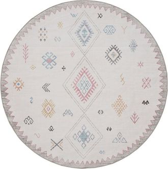 benuta Basic Waschbarer Teppich George - Multicolor 160 cm Rund - Kunstfaser - Rund & im Style: Vintage, Elegant, Retro - Pflegeleicht f&uuml;r Wohnzimmer