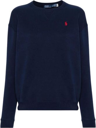 Polo Ralph Lauren Femme, Sweatshirts et sweats &agrave; capuche, Bleu, Taille: 44 FR Logo Crewneck SweaT-shirt