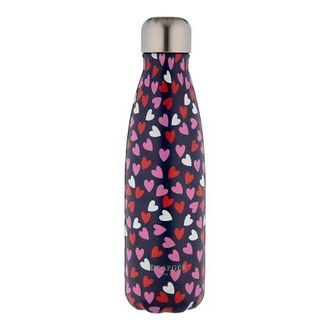 Draeger PARIS 1886 - Umweltfreundliche Trinkflasche aus Edelstahl, mit rosa und roten Herzen, 500 ml, Edelstahl, hält Getränke warm und kalt, elegant und lang